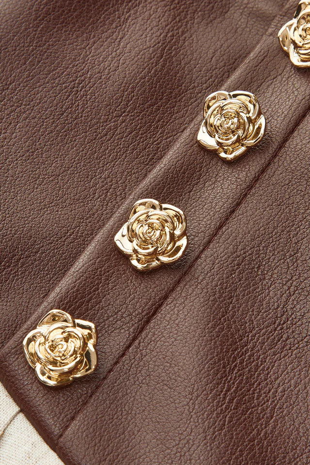 COMMENSE | PU Panel Cotton & Linen Pleated Mini Skirt (L) – Bella Women ...